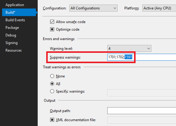 Missing Xml Comment For Publicly Visible Type Or Member Considered